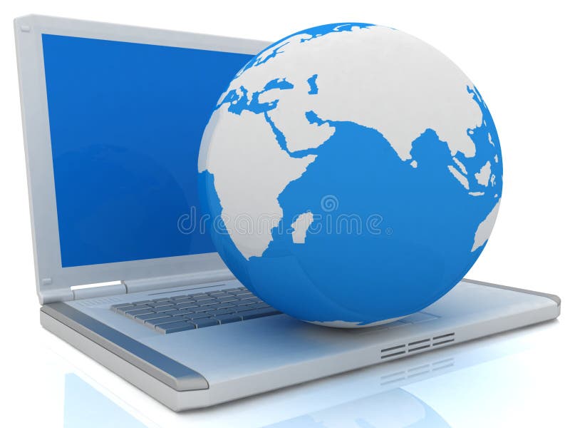 Laptop and Globe concept stock illustration. Illustration of ...