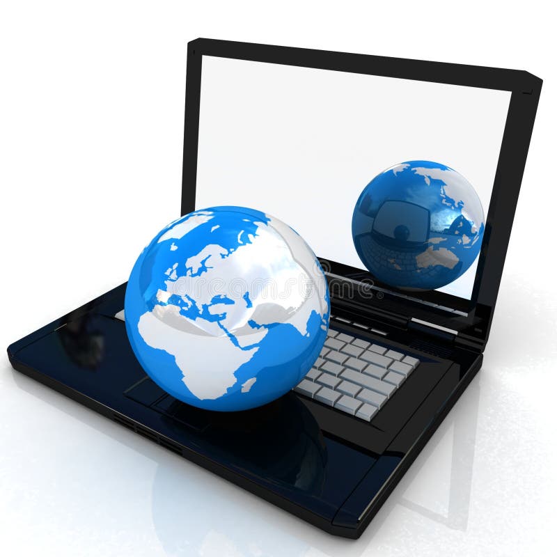 Laptop globe stock illustration. Illustration of globe - 5836111