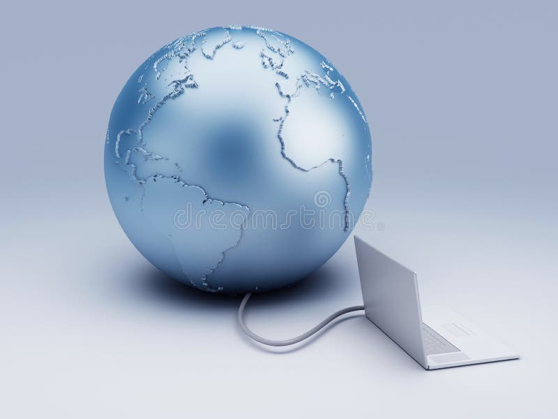 Laptop and Globe. Internet Concept Stock Illustration - Illustration of ...