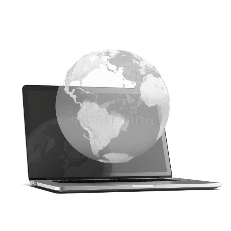 Globe on the laptop stock illustration. Illustration of global - 21379767
