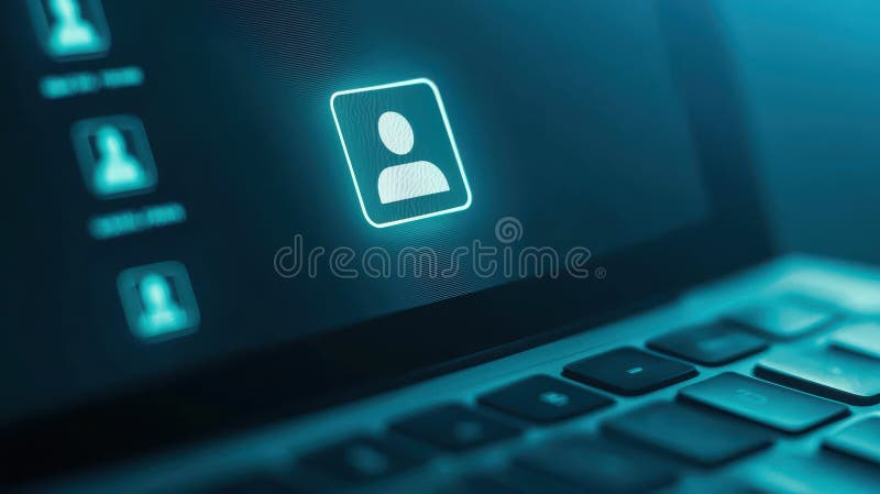 Laptop with Glowing Blue Power Button, Modern Technology, Digital ...