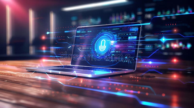A Laptop with a Glowing Security Lock Icon on the Screen, Symbolizing ...