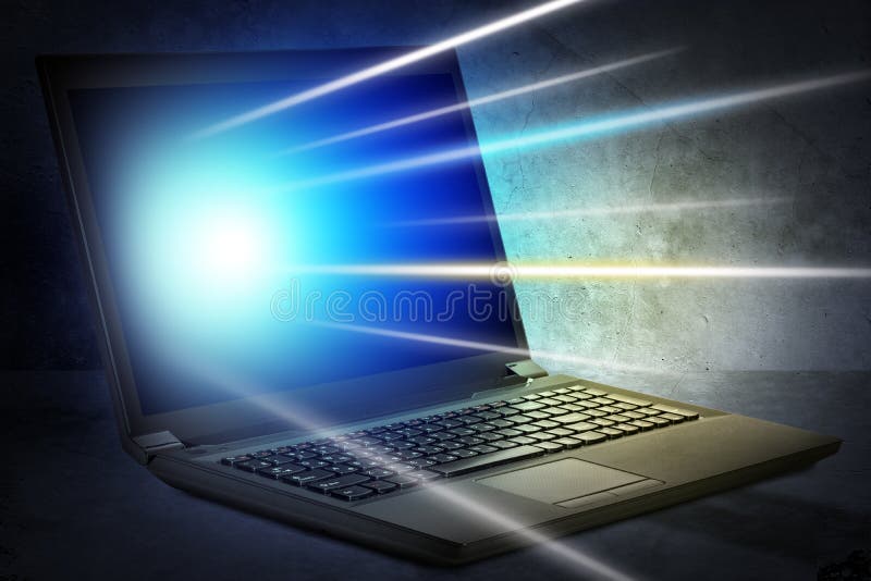 Laptop with glowing spot stock image. Image of keyboard - 65550975