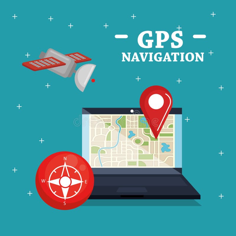 Laptop with Gps Navigation Software Stock Vector - Illustration of ...