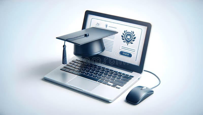 Laptop and Graduation Cap Isolated Vector Concept As a Clean Isolated ...