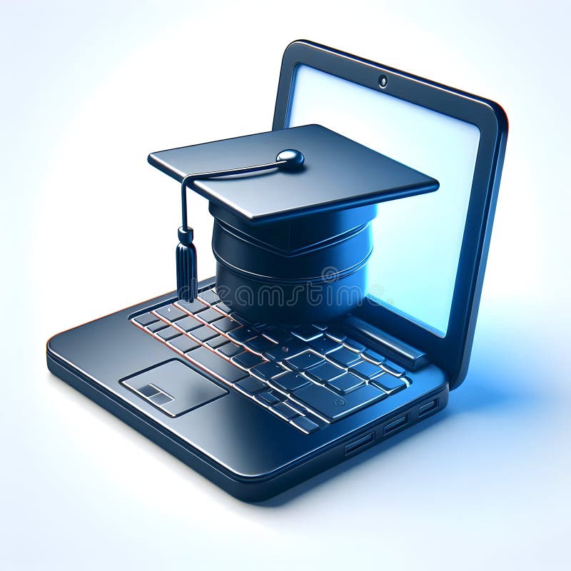 Laptop and Graduation Cap Isolated Vector Concept As a Clean Isolated ...