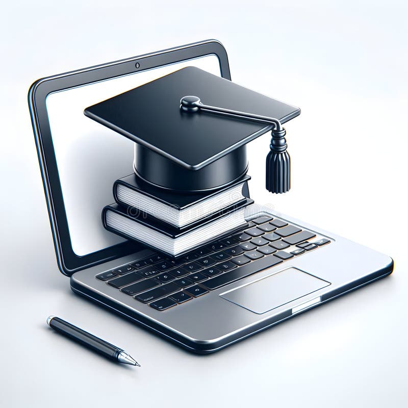 Laptop and Graduation Cap Isolated Vector Concept As a Clean Isolated ...