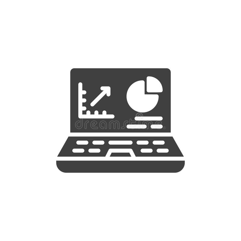 Laptop with Graph Chart Diagram Vector Icon Stock Vector - Illustration ...