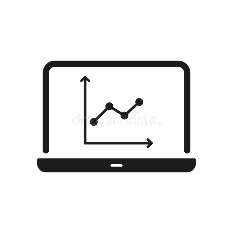 Laptop with Graph Solid Icon. Data Analysis, Business Growth, and ...