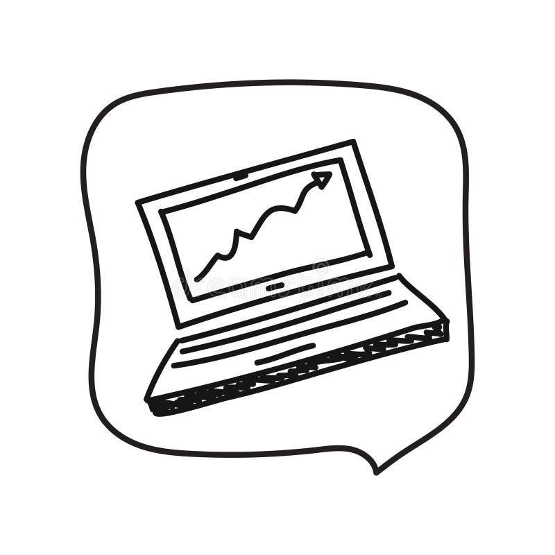 Laptop with Graph. Vector Illustration Decorative Design Stock Vector ...