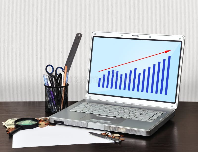 Man Using Project Management Software on Laptop Computer Stock Photo ...