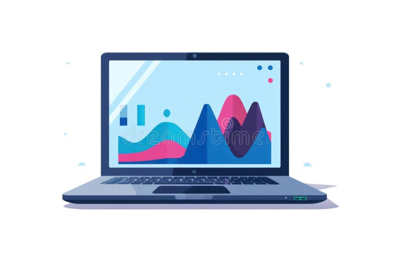 A Laptop with a Graphic on the Screen Stock Illustration - Illustration ...