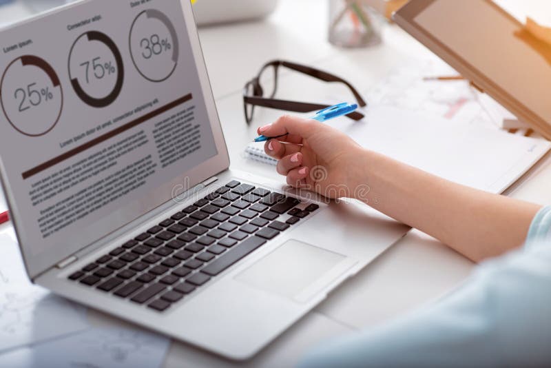 Laptop with Graphics on a Table Stock Image - Image of attractive ...