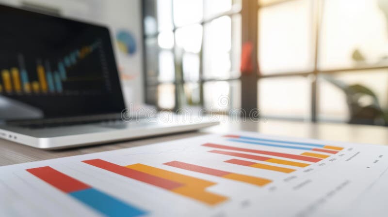 The Laptop and Graphs.AI Generated Image Stock Photo - Image of ...