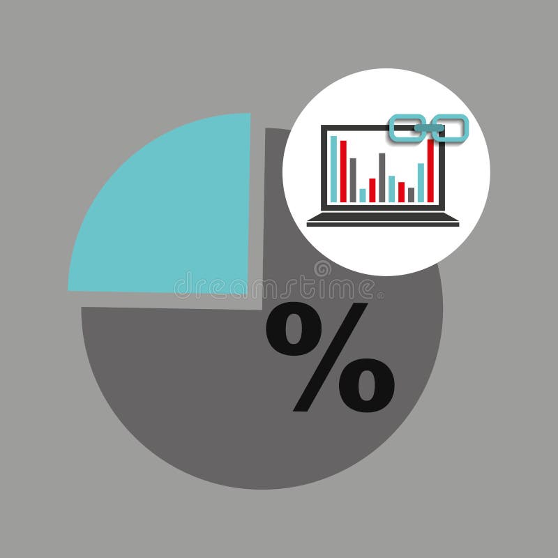 Laptop Graphs Chart Statistics Link Web Stock Vector - Illustration of ...