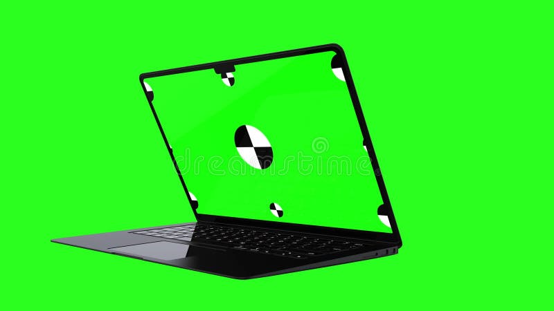 Laptop on a Green Background. Green Screen with Marks for Tracking ...