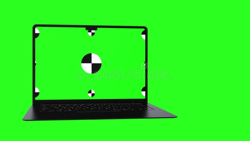 Laptop on a Green Background. Green Screen with Marks for Tracking ...