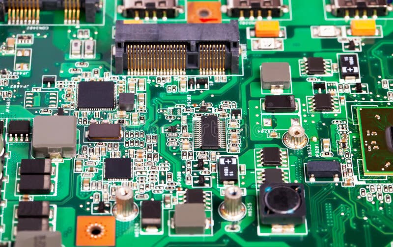 Laptop Green Mother Board Close View Stock Image - Image of machine ...