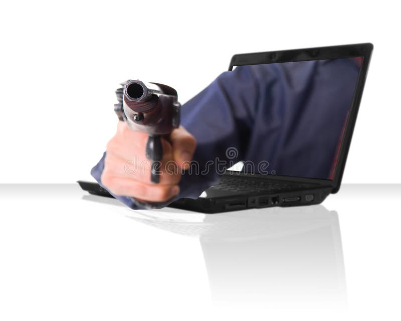 Laptop Gun stock image. Image of weapon, scam, internet - 4969579