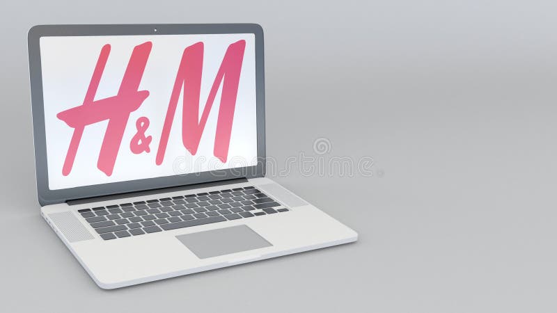 Laptop with H M Logo. Computer Technology Conceptual Editorial 3D ...