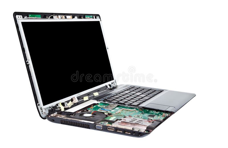 Laptop Half Disassembled. Laptop Repair Service Stock Image - Image of ...