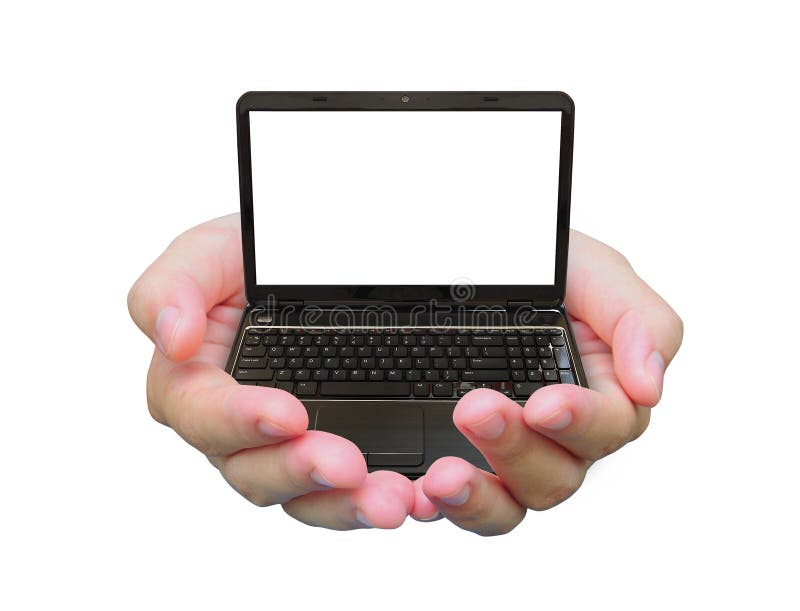 Laptop on hand stock image. Image of communication, global - 21485801