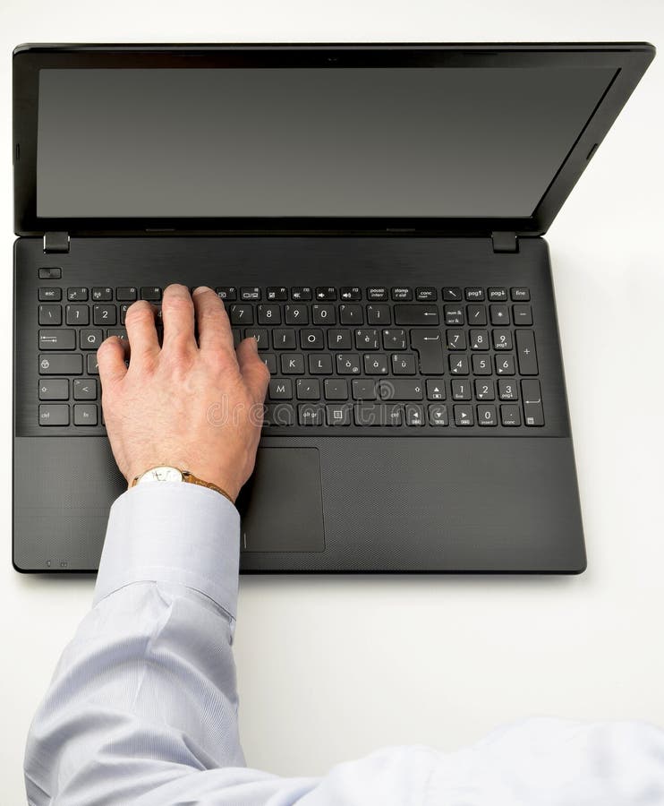 Laptop with Hand top view stock image. Image of isolated - 58326351