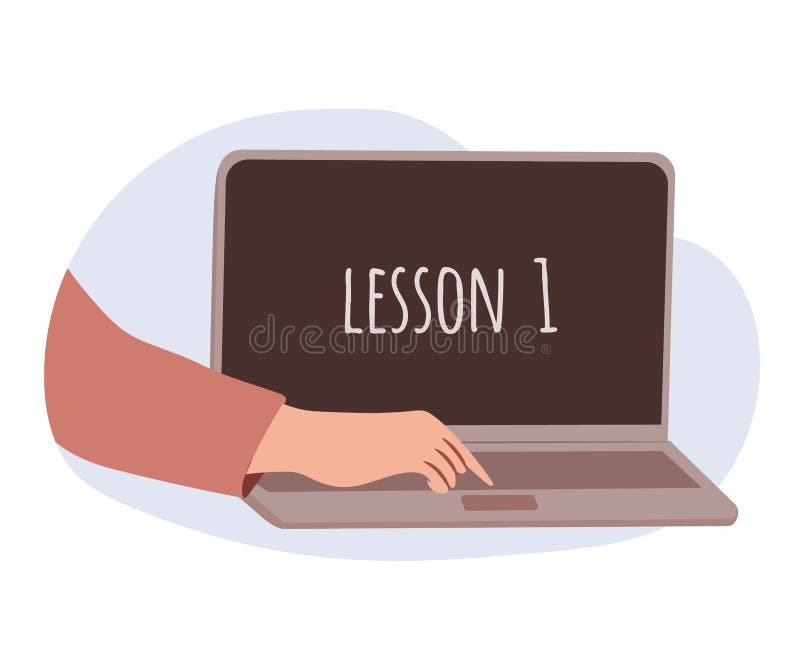 Using Laptop at Lesson Concept. Isolated Vector Stock Vector ...