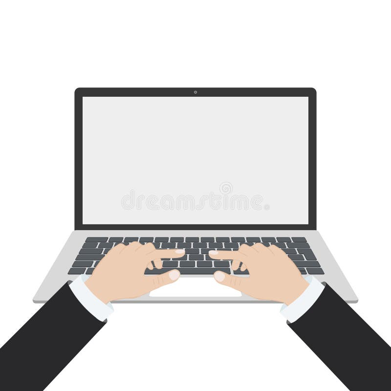 Laptop Hands Type Working Using Computer Flat Stock Vector ...