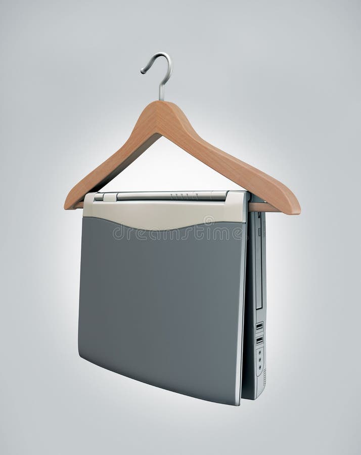 Laptop in the hanger stock illustration. Illustration of internet ...
