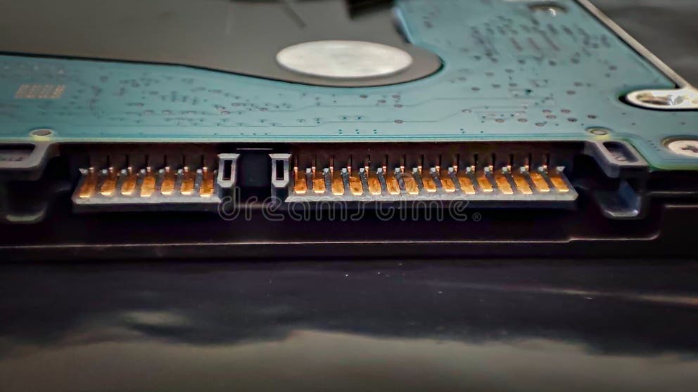 Laptop Hard Disk Power and Data Sockets Viewed from the Front Stock ...
