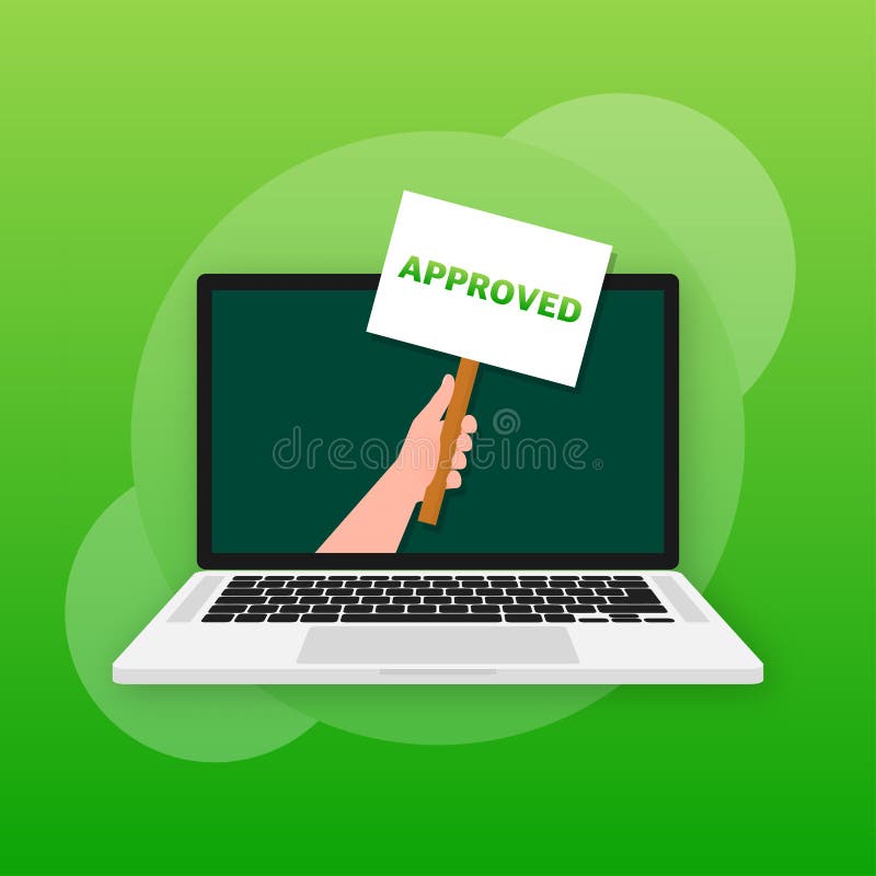 Laptop Having Approved Tick Notification, Successful Operation Check ...