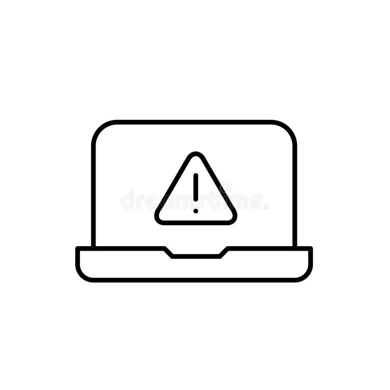 Laptop with Hazard Symbol. Exclamation Mark in Triangle. Attention ...