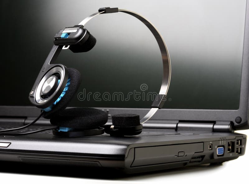 Laptop and headphones stock photo. Image of global, audio - 3881442