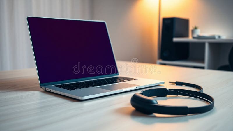 Laptop and Headphones Office Setup – AI Generated, No 171 Stock ...