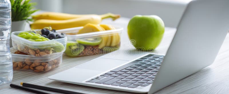 The Laptop and Healthy Snacks for Productive Working Environment..AI ...