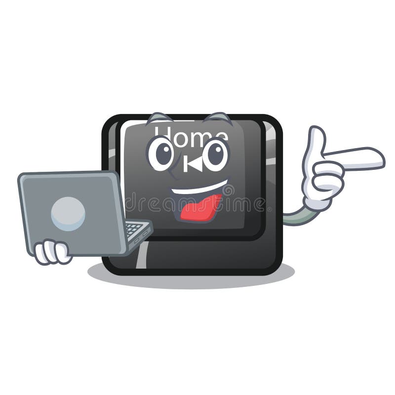 With Laptop Home Button Located on Character Keyboard Stock Vector ...