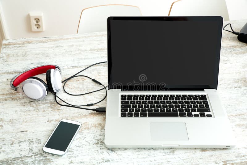 Laptop in the Home office stock image. Image of mobile - 53793219