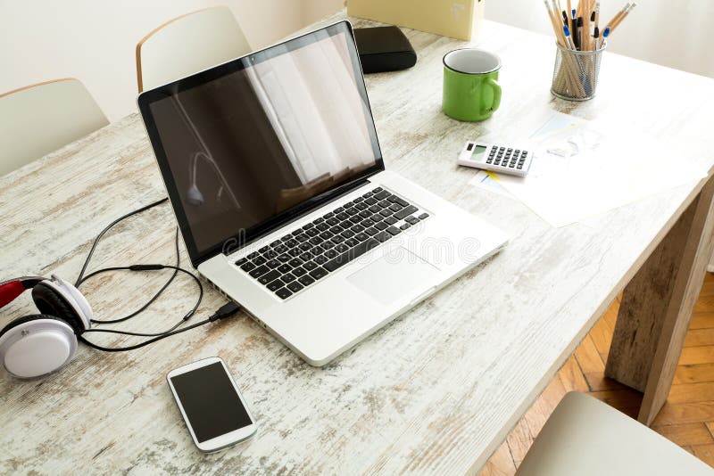 Laptop in the Home office stock image. Image of notebook - 65072869