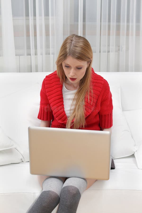 Laptop home stock image. Image of young, girl, laptop - 56381089