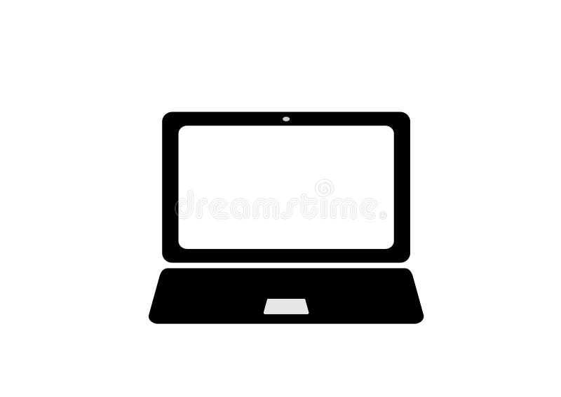 Laptop Icon Black and White Isolated Image Stock Vector - Illustration ...