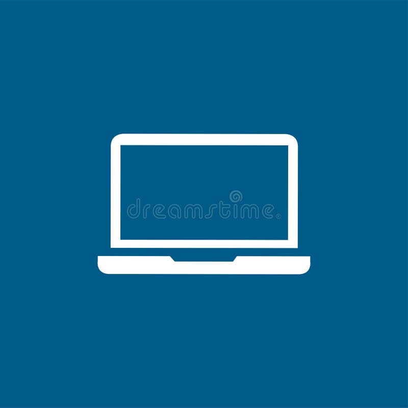 Laptop Icon on Blue Background. Blue Flat Style Vector Illustration ...