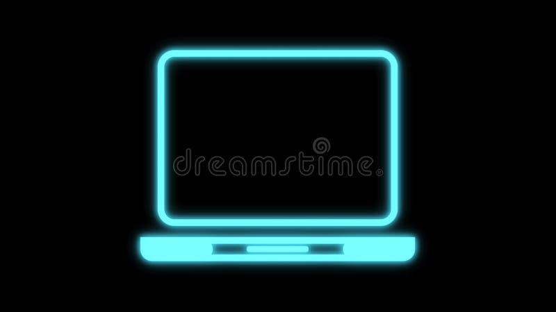 Laptop Icon with Blue Neon Light in Blinking Effect. Graphics Isolated ...