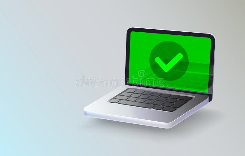 Laptop Icon Check Mark, Notebook Approve, Computer Accept. Vector Stock ...