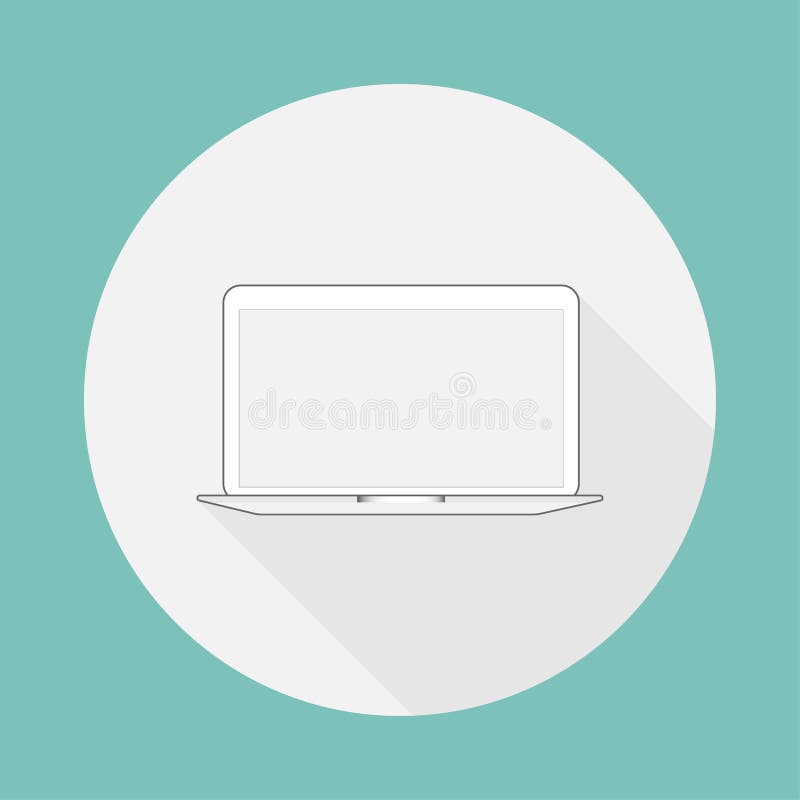 Laptop Icon in Circle with Shadow, Vector Stock Illustration ...