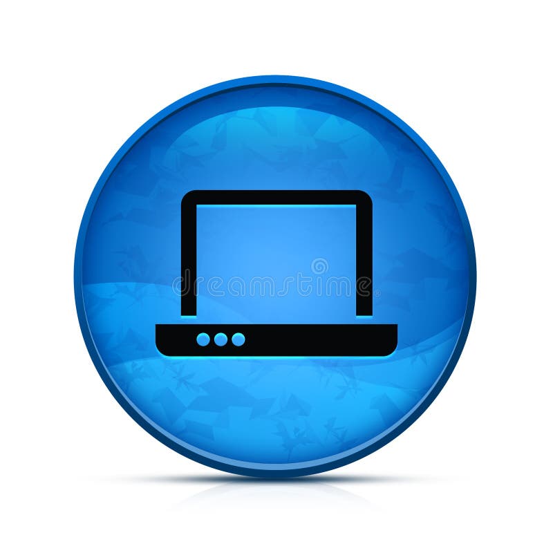 Laptop Icon on Classy Splash Blue Round Button Illustration Stock ...