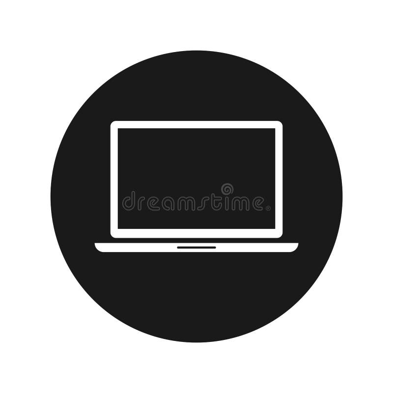 Laptop Icon Flat Black Round Button Vector Illustration Stock Vector ...