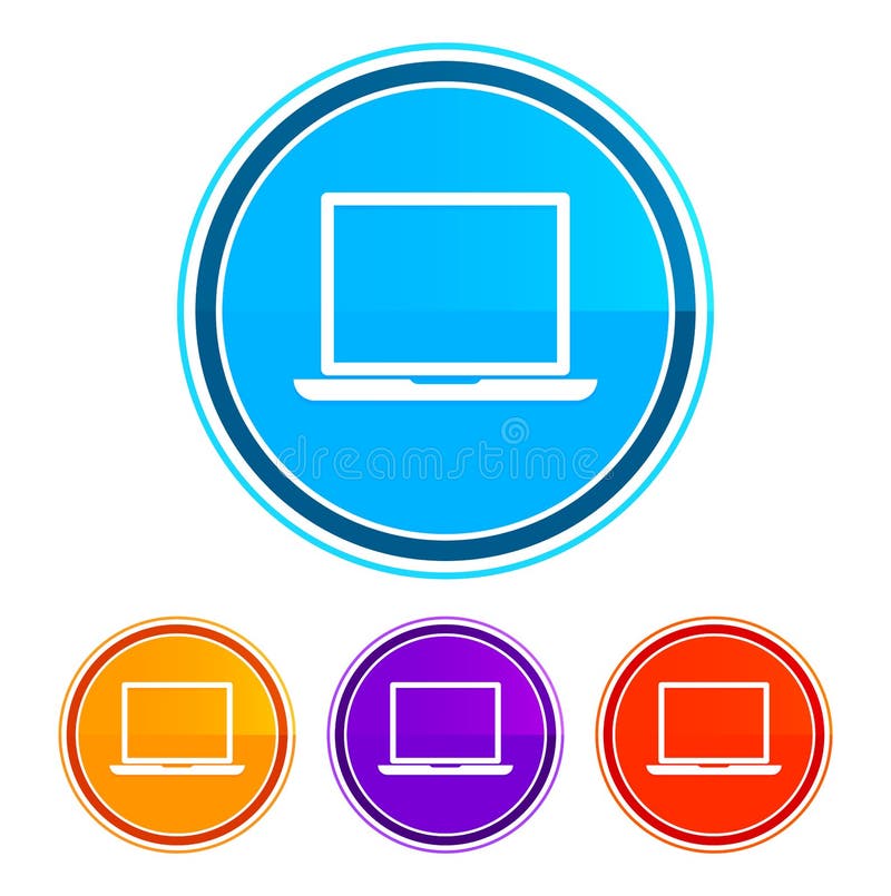 Laptop Icon Flat Design Round Buttons Set Illustration Design Stock ...