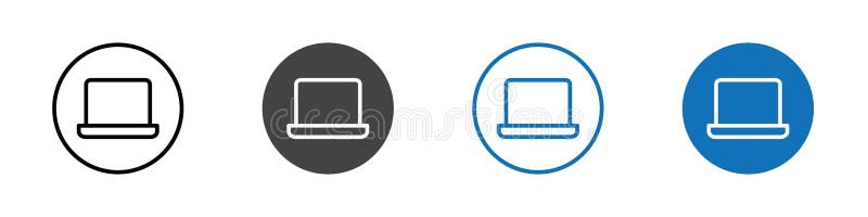 Laptop Icon Flat Editable Icon Mark Set Stock Vector - Illustration of curve, computer: 334292464