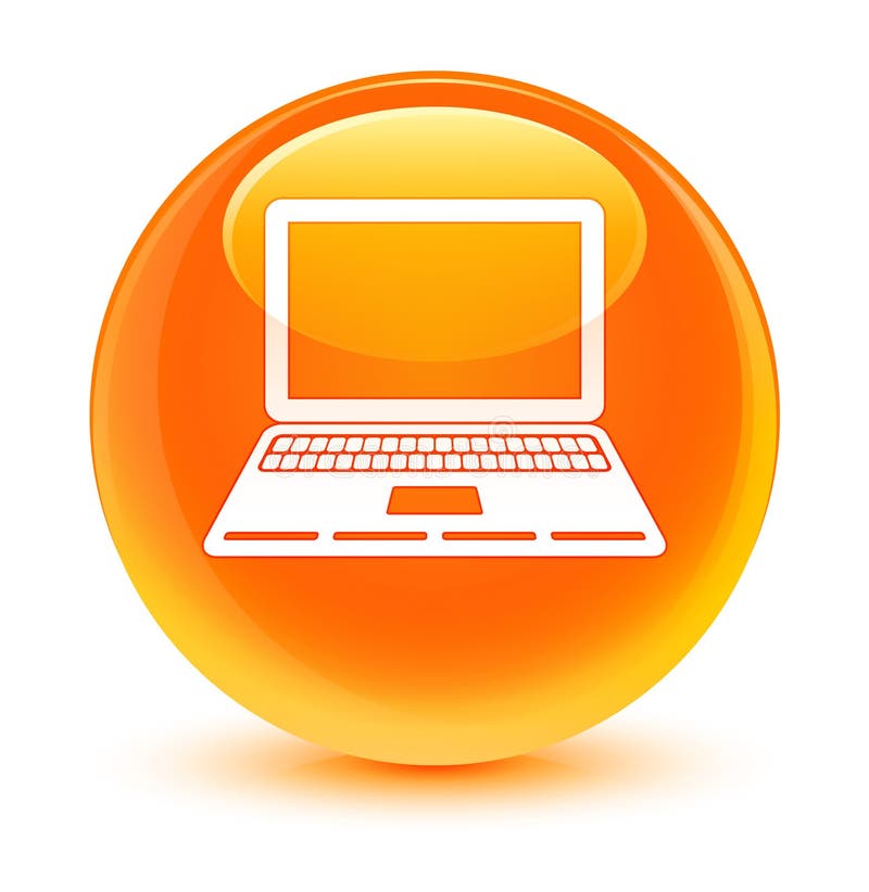 Laptop Icon Glassy Orange Round Button Stock Illustration ...